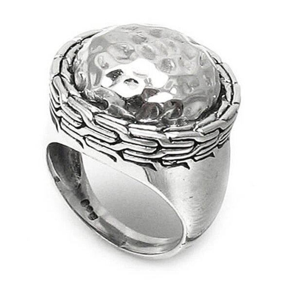 Jewelry | Hammered Ball Inside A Balinese Wheat Basket Ring In Sterling ...